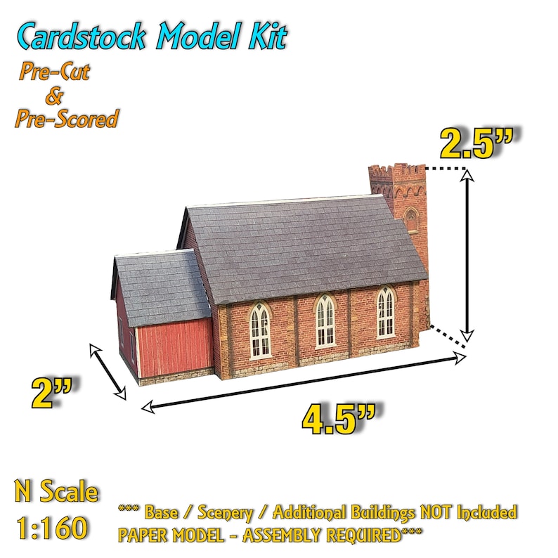 Small Country Church Paper Model Cardstock Model Building N Scale 1:160 ...