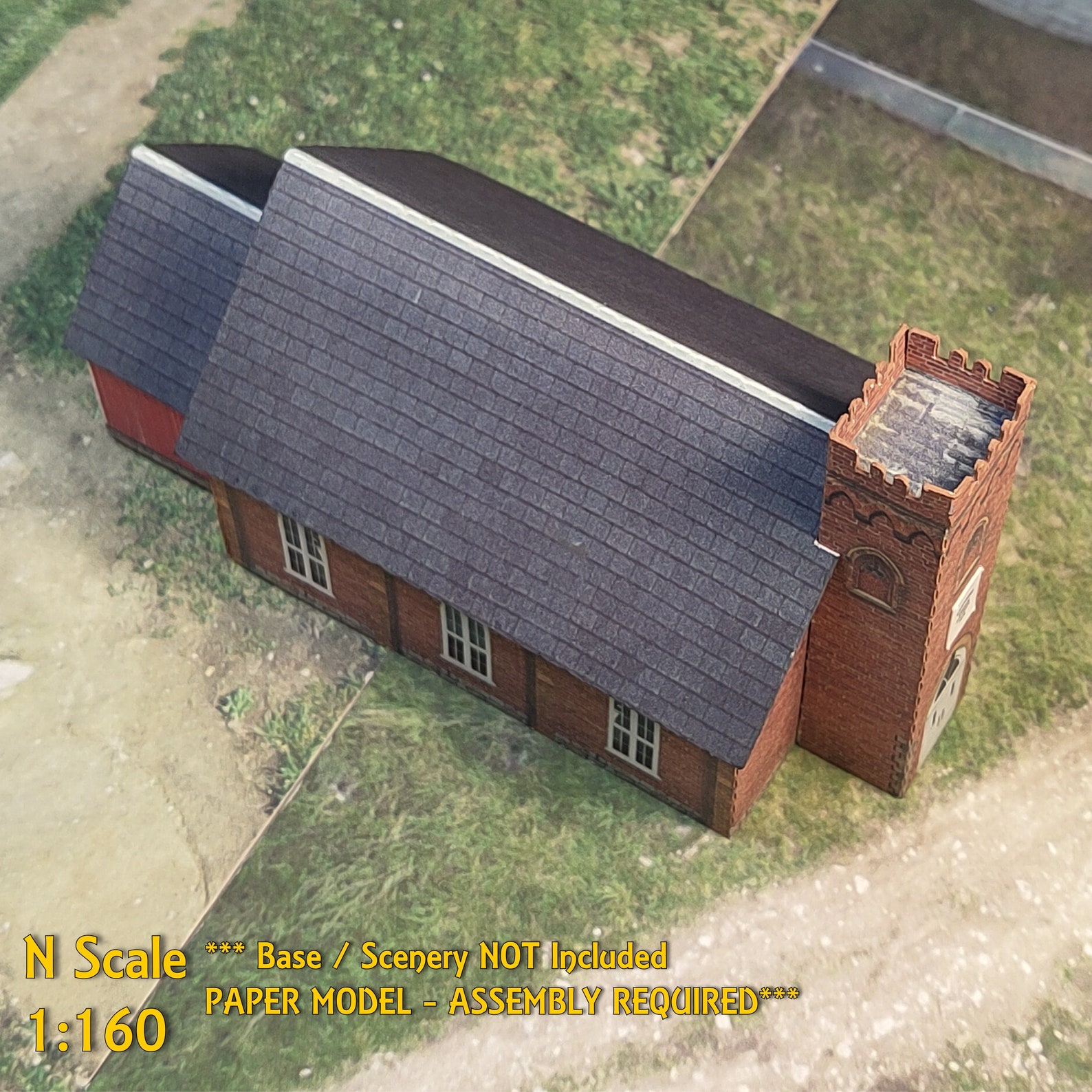 Small Country Church Paper Model Cardstock Model Building N Scale 1:160 ...