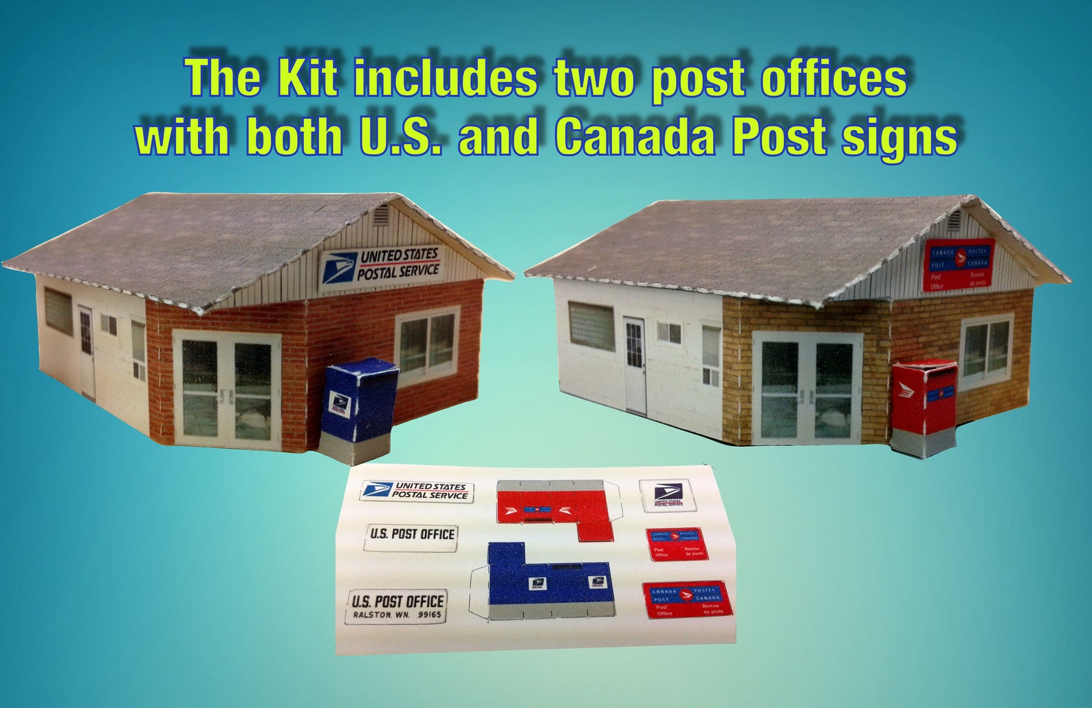 Paper Model Card Stock Kit Post Office N Scale or Z Scale for Diorama ...