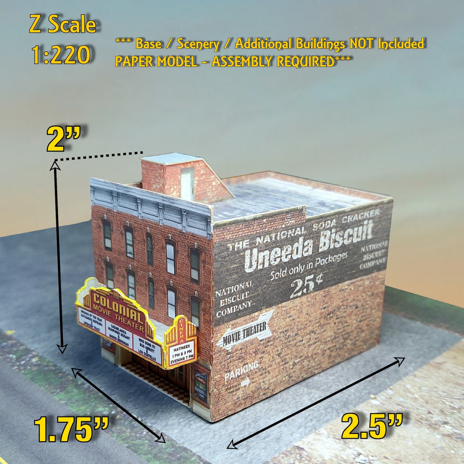 N Scale or Z Scale Model Train Building - Downtown Movie Theater - for ...