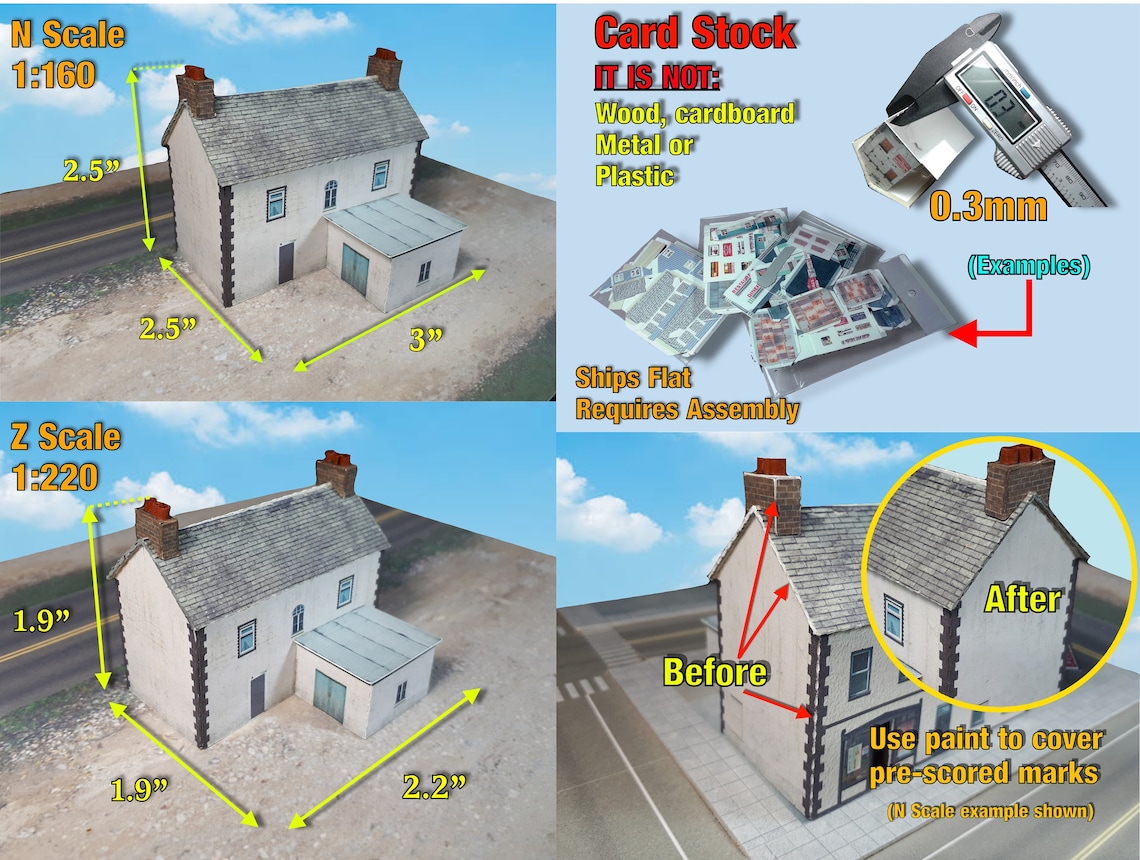 Pre-cut Cardstock Paper Model Buildings for N Scale Railway or | Etsy ...