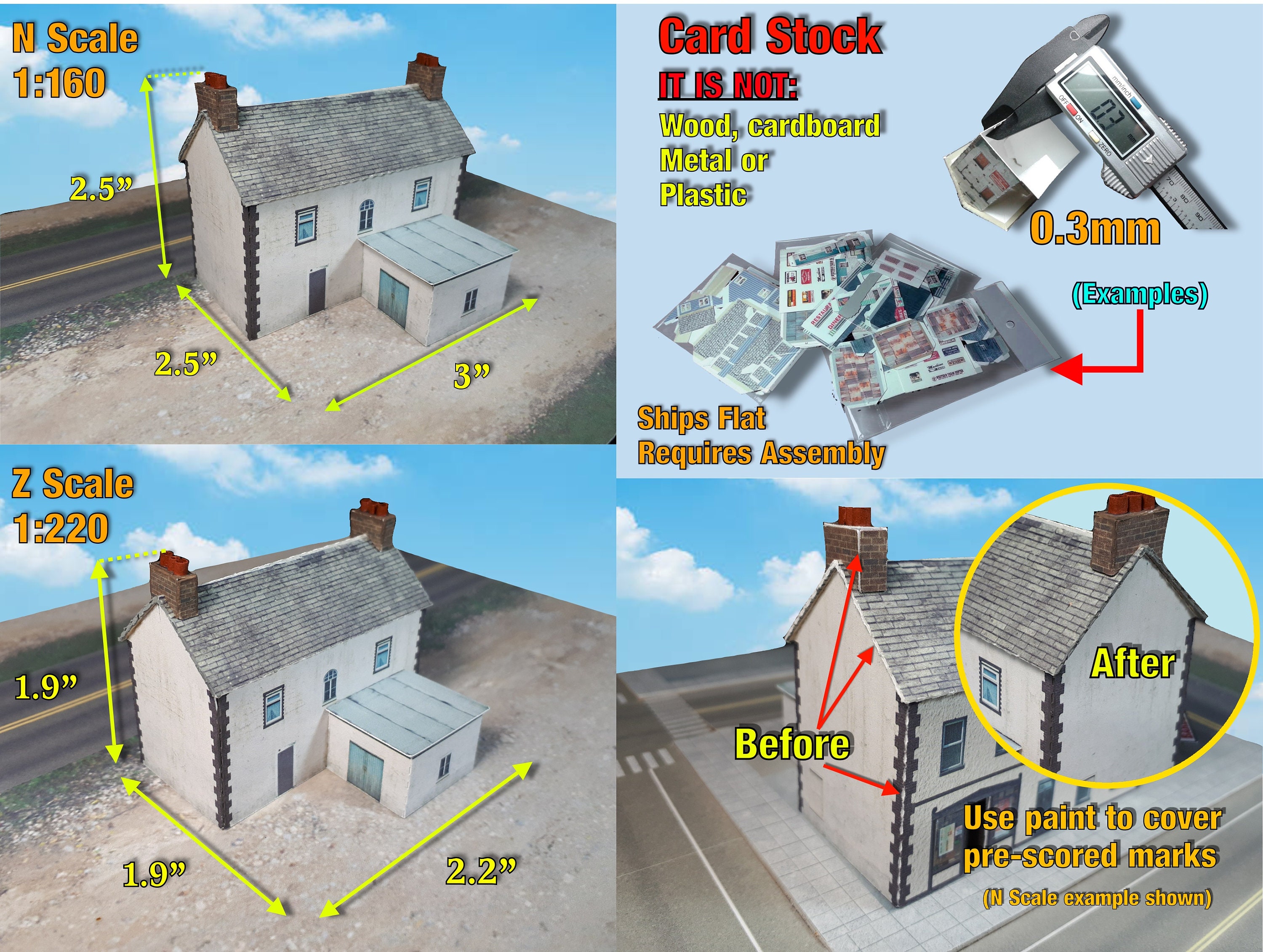 Pre-cut Cardstock Paper Model Buildings for N Scale Railway or | Etsy ...