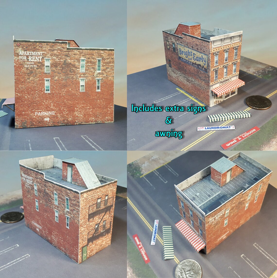 Paper Model Cardstock Model Downtown Shop & Apartments N Scale or Z ...
