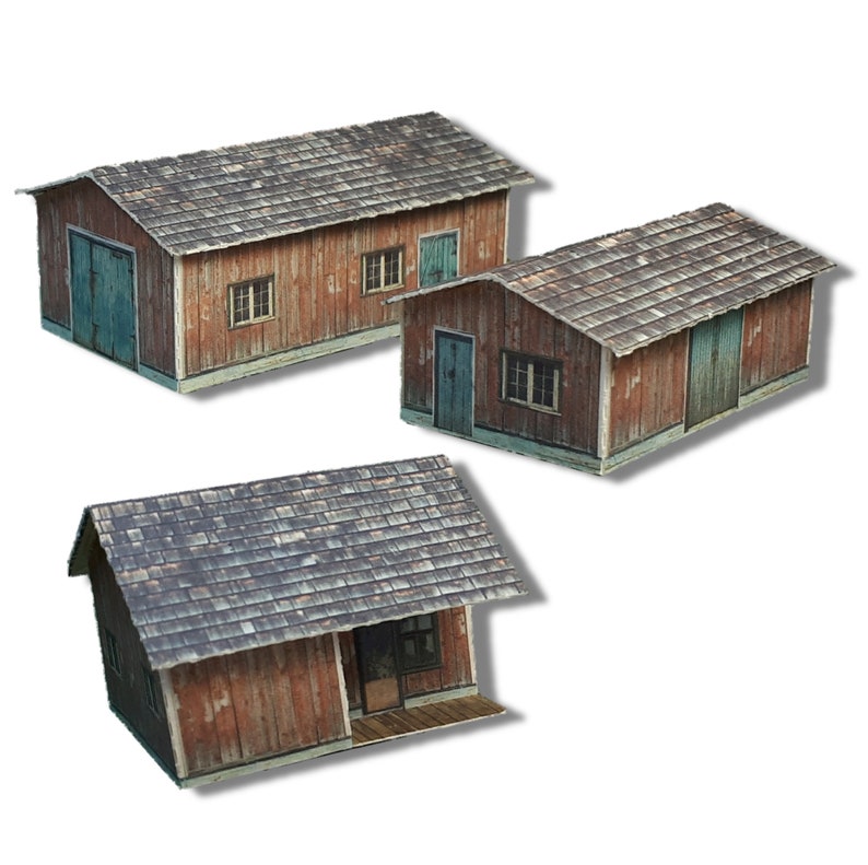 Paper Model Weathered Sheds Card Stock Kits Paper Craft for - Etsy