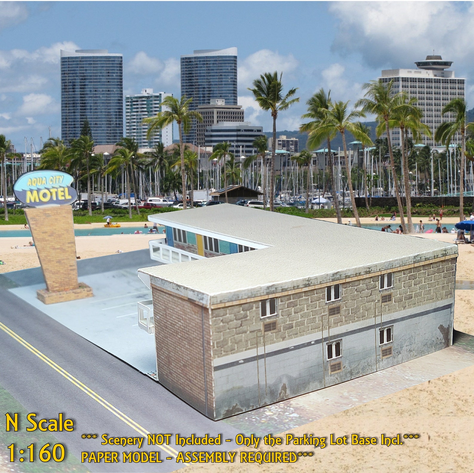 N Scale or Z Scale Cardstock Paper Model Motel Building for Model ...