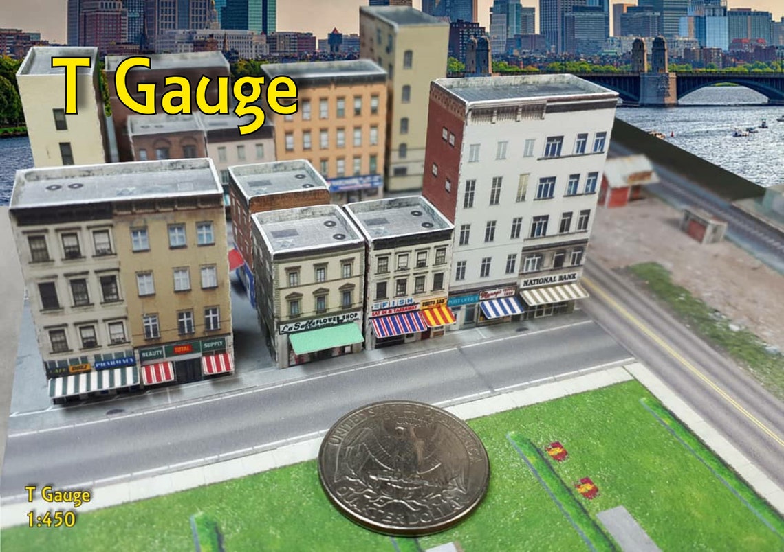 Paper Model Cardstock Buildings Downtown Apartments With Shops - Etsy