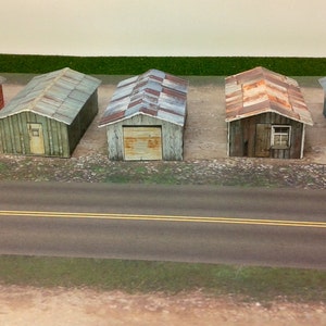 Paper Model Weathered Sheds Cardstock Kits N Scale 1/160 or Z Scale 1/ ...