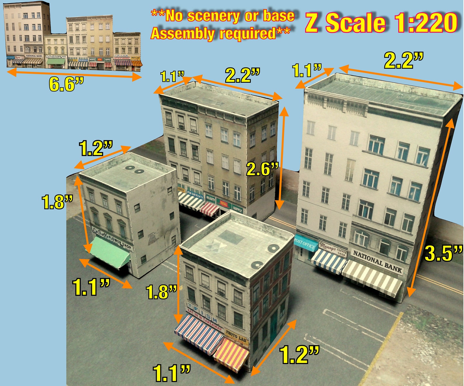 Paper Model Cardstock Buildings Downtown Apartments With Shops ...