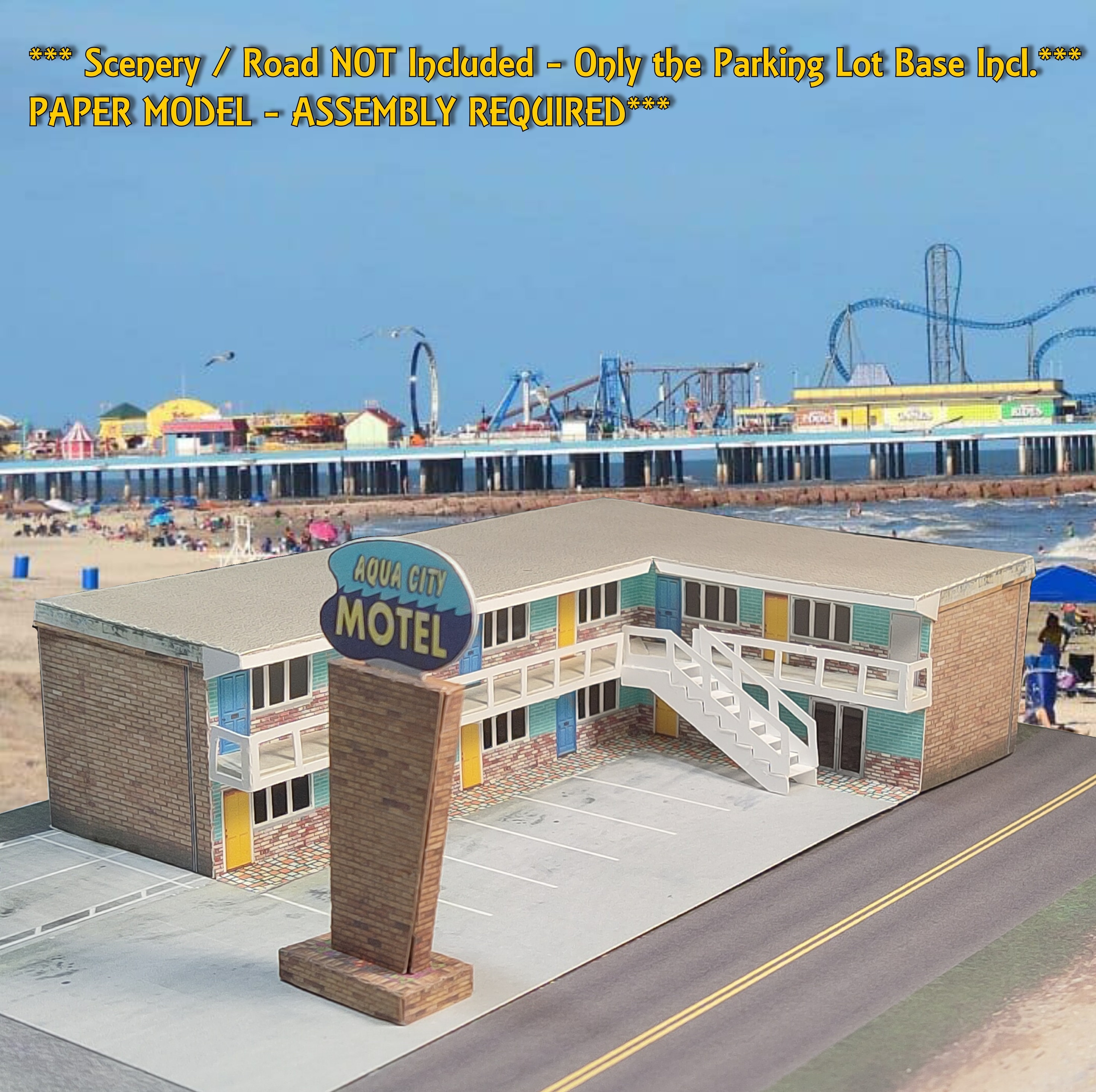 N Scale or Z Scale Cardstock Paper Model Motel Building for Model ...