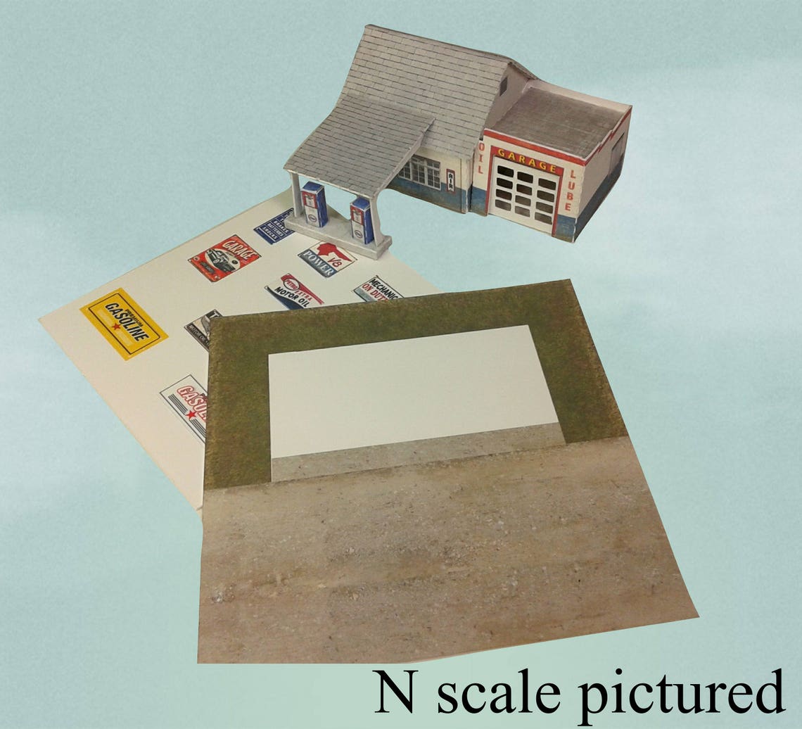 Pre Cut Paper Cardstock Kit Retro Gas Station Service Station ...