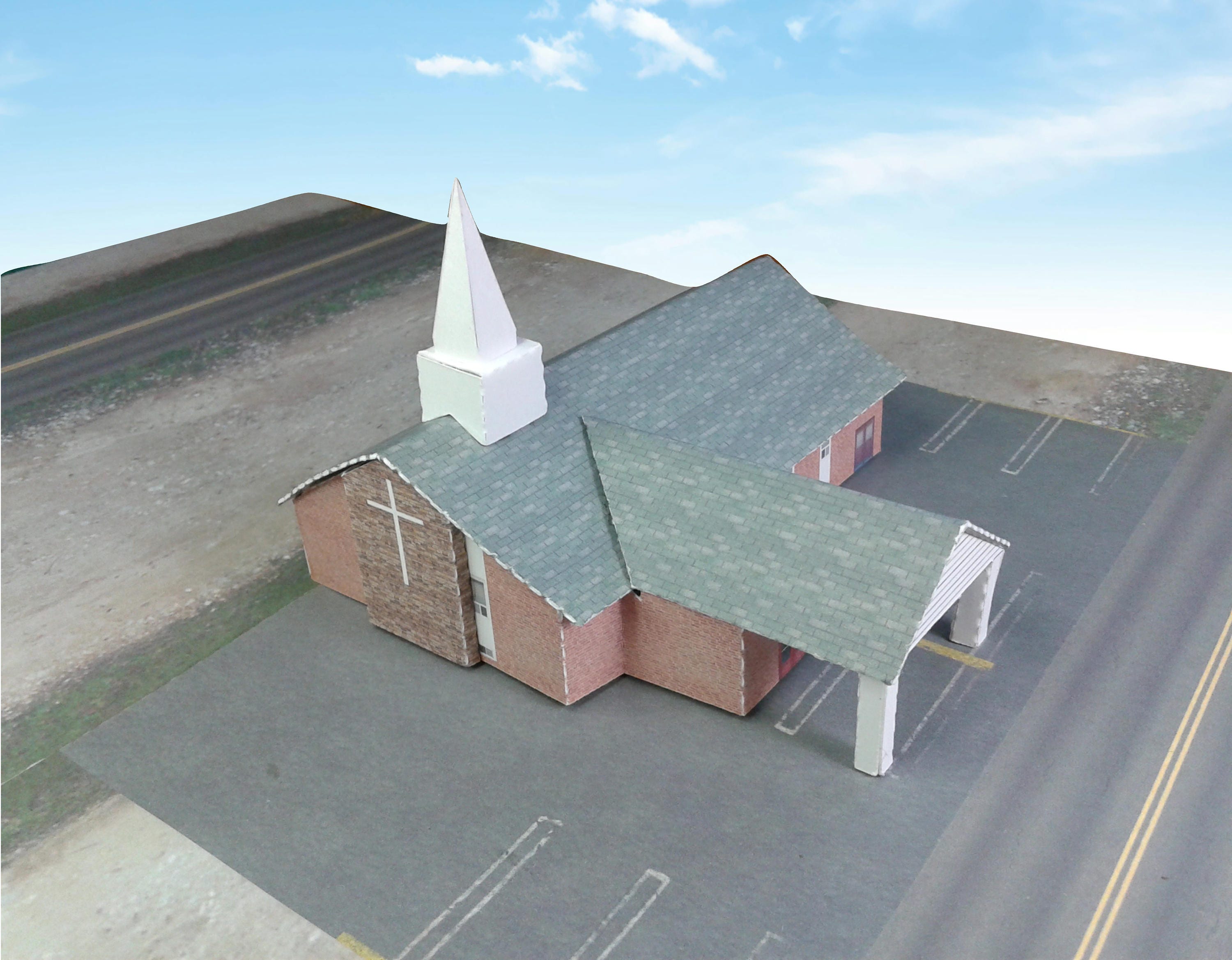 Z Scale Building Pre-cut Cardstock PAPER Kit - Church (pre Cut PAPER ...