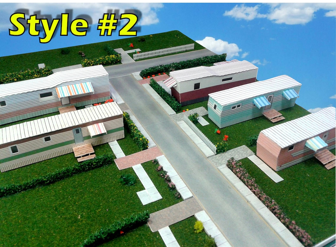 Paper Model Mobile Home Trailer Park Homes Cardstock Kits - Etsy