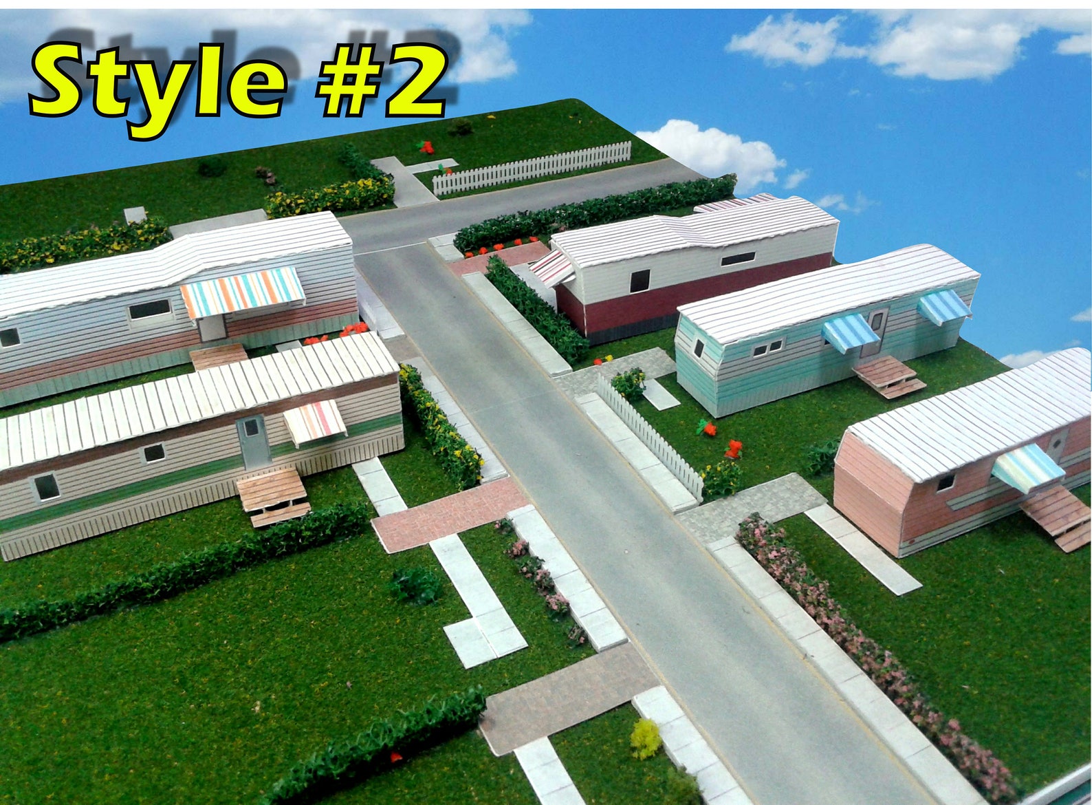 Paper Model Mobile Home Trailer Park Homes Cardstock Kits - Model ...