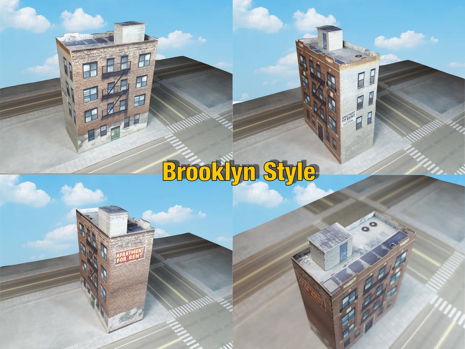 Paper Model Cardstock Building Chicago or Brooklyn Style Apartment Pre ...
