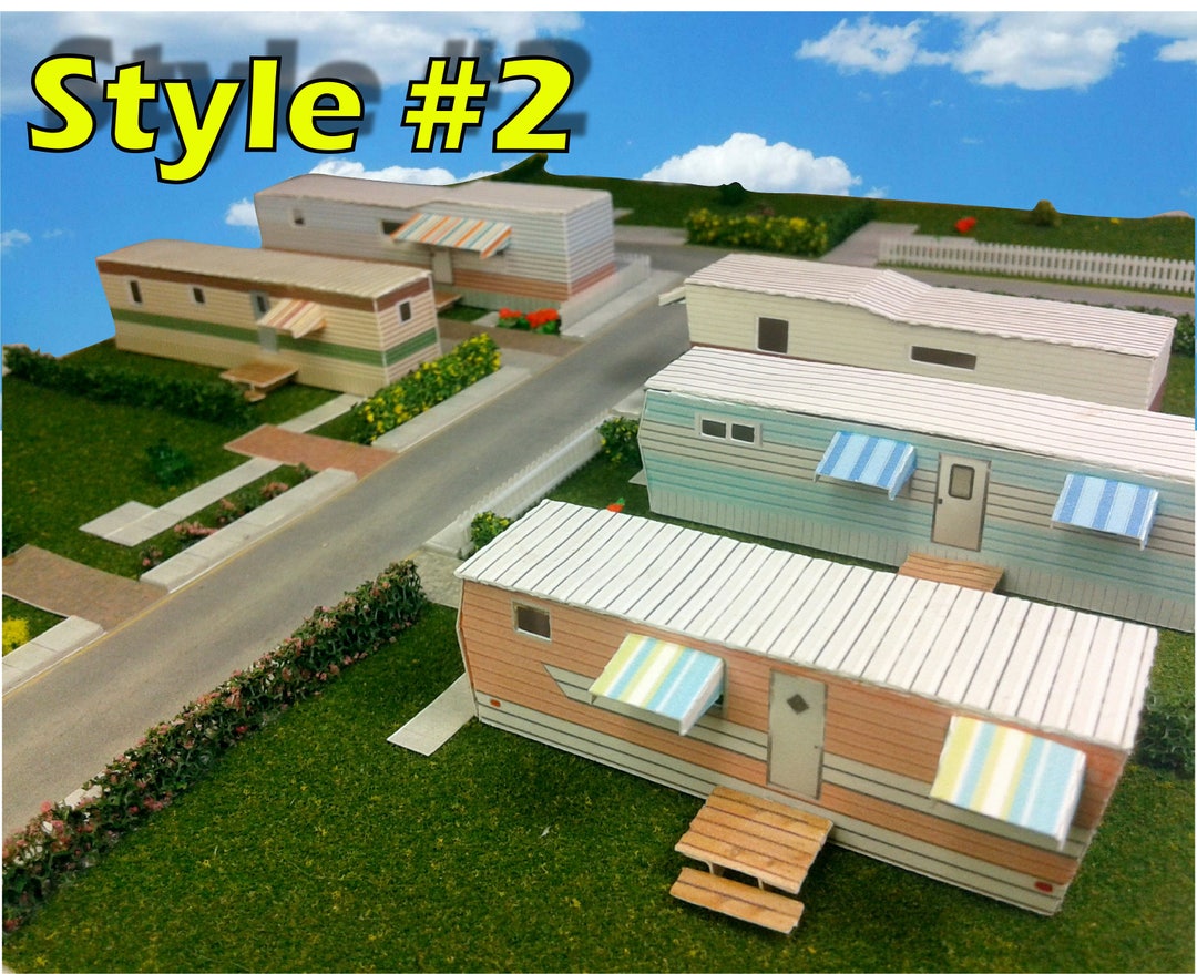 Paper Model Mobile Home Trailer Park Homes Cardstock Kits - Model ...