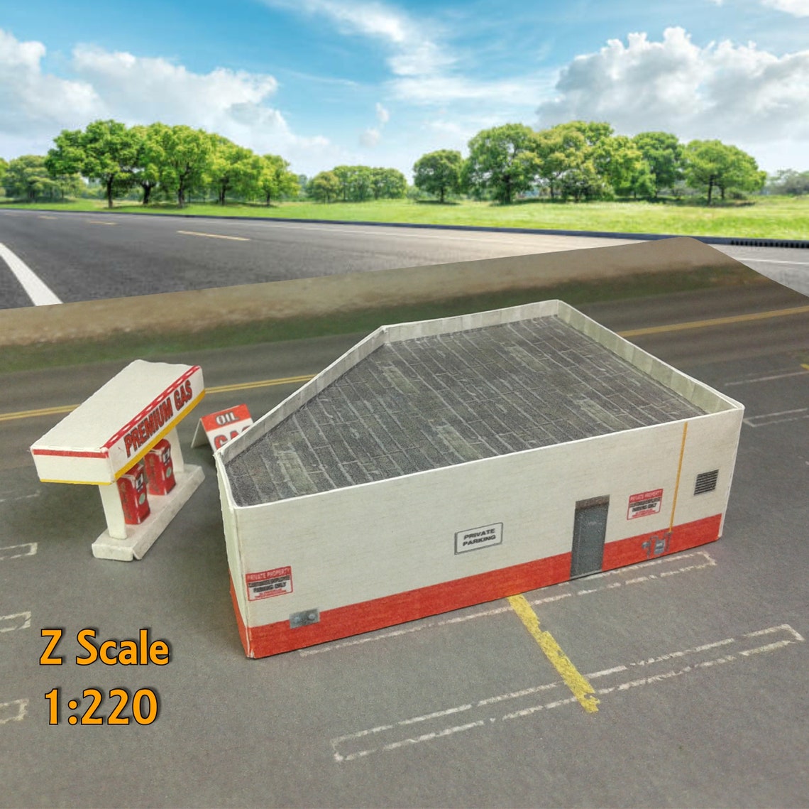 Paper Model Cardstock Pre Cut Model Kit - Gas Station / Garage N Scale ...