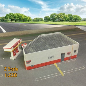 Paper Model Cardstock Pre Cut Model Kit - Gas Station / Garage N Scale ...