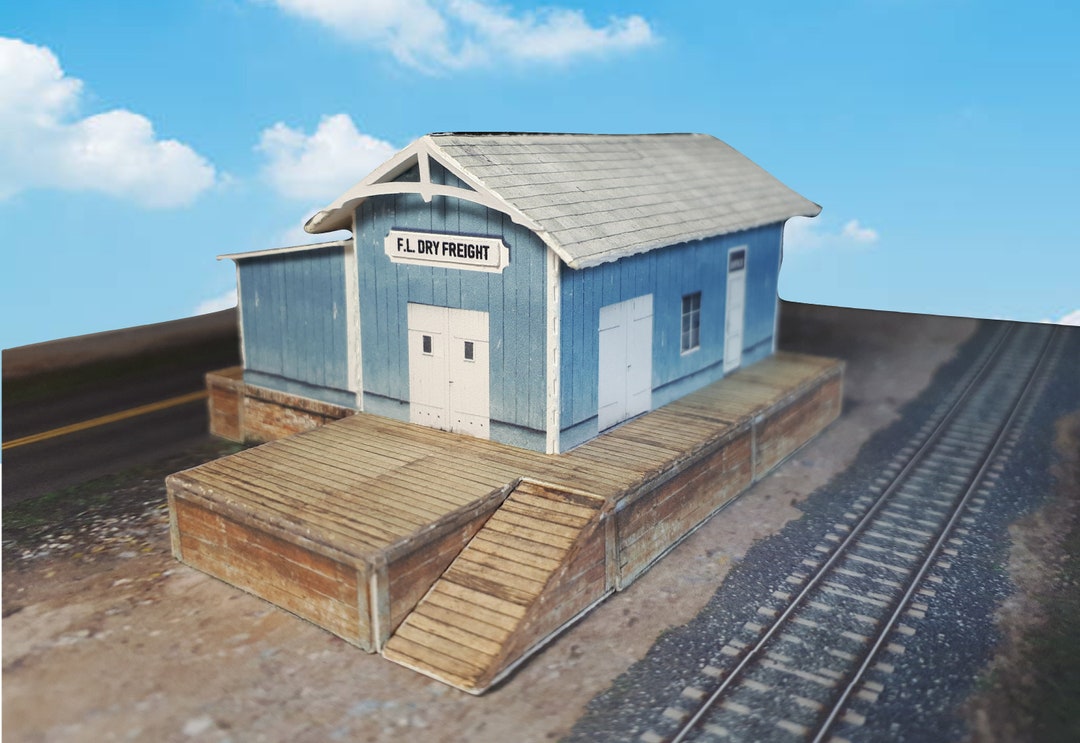 Pre-cut Paper Model Building Freight Depot Cardstock Kit - Papercraft ...