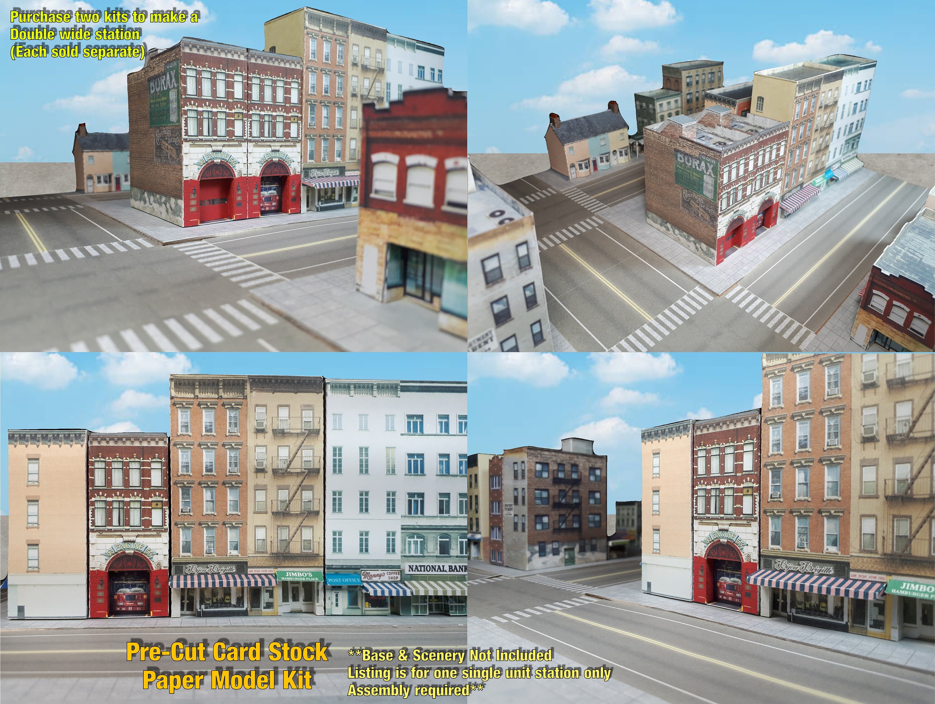 Paper Model Card Stock Building Fire Station "engine 55" Pre-cut Card ...