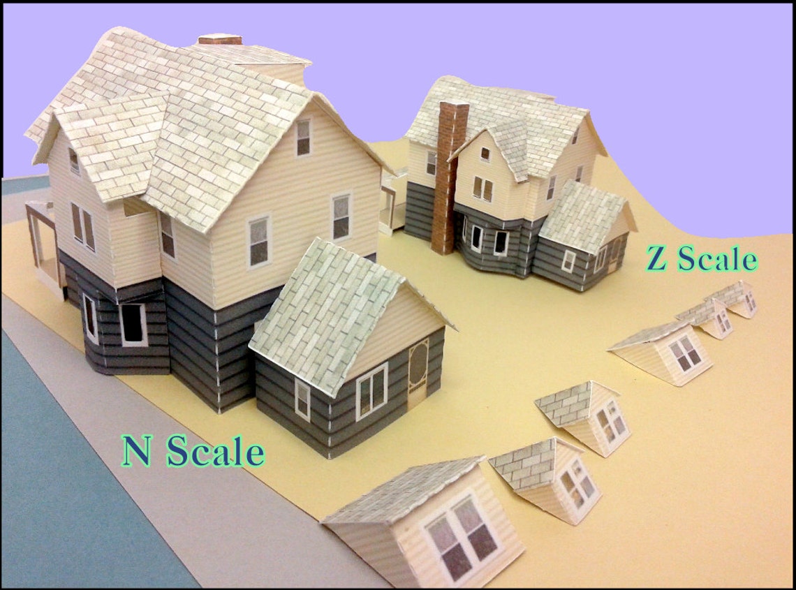 Cardstock N Scale Model House or Z Scale or T Gauge for Diorama or ...