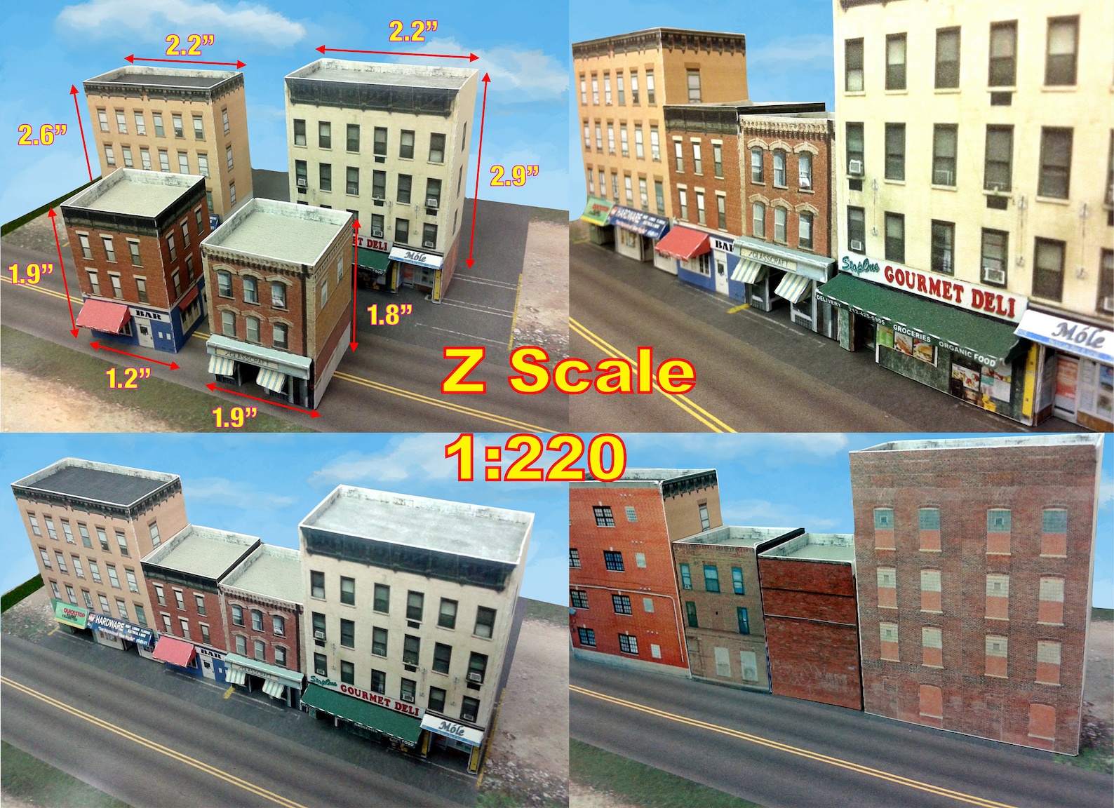 Paper Model Cardstock Buildings Downtown Apartments With Shops ...