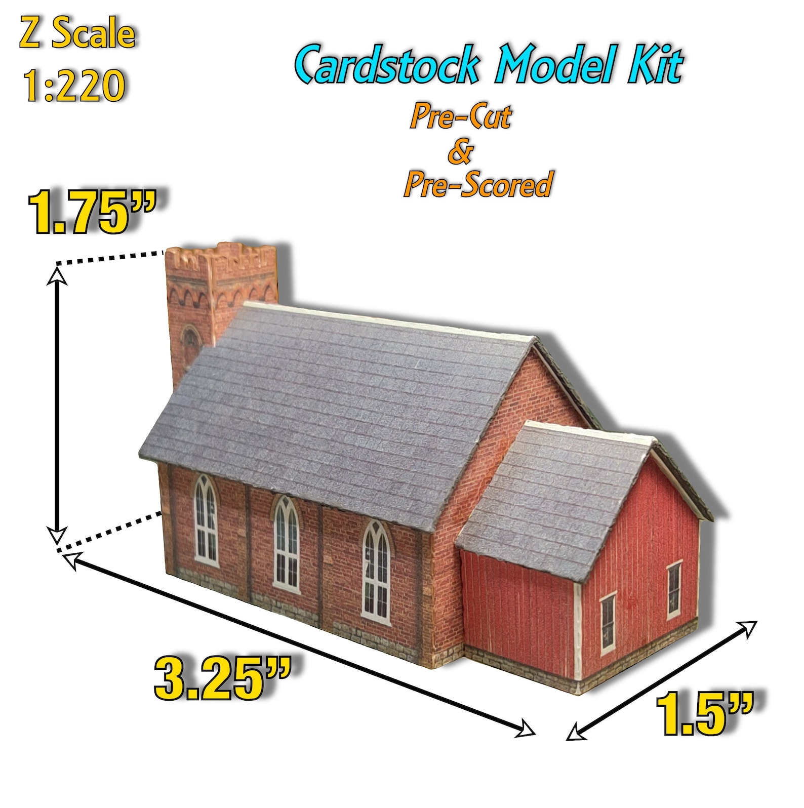 Small Country Church Paper Model Cardstock Model Building N Scale 1:160 ...