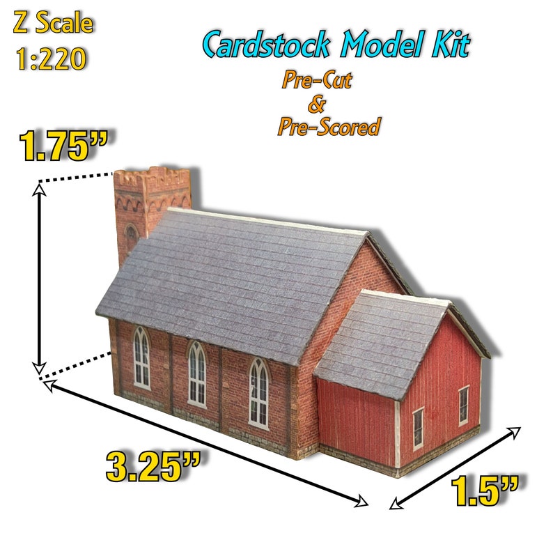 Small Country Church Paper Model Cardstock Model Building N Scale 1:160 ...