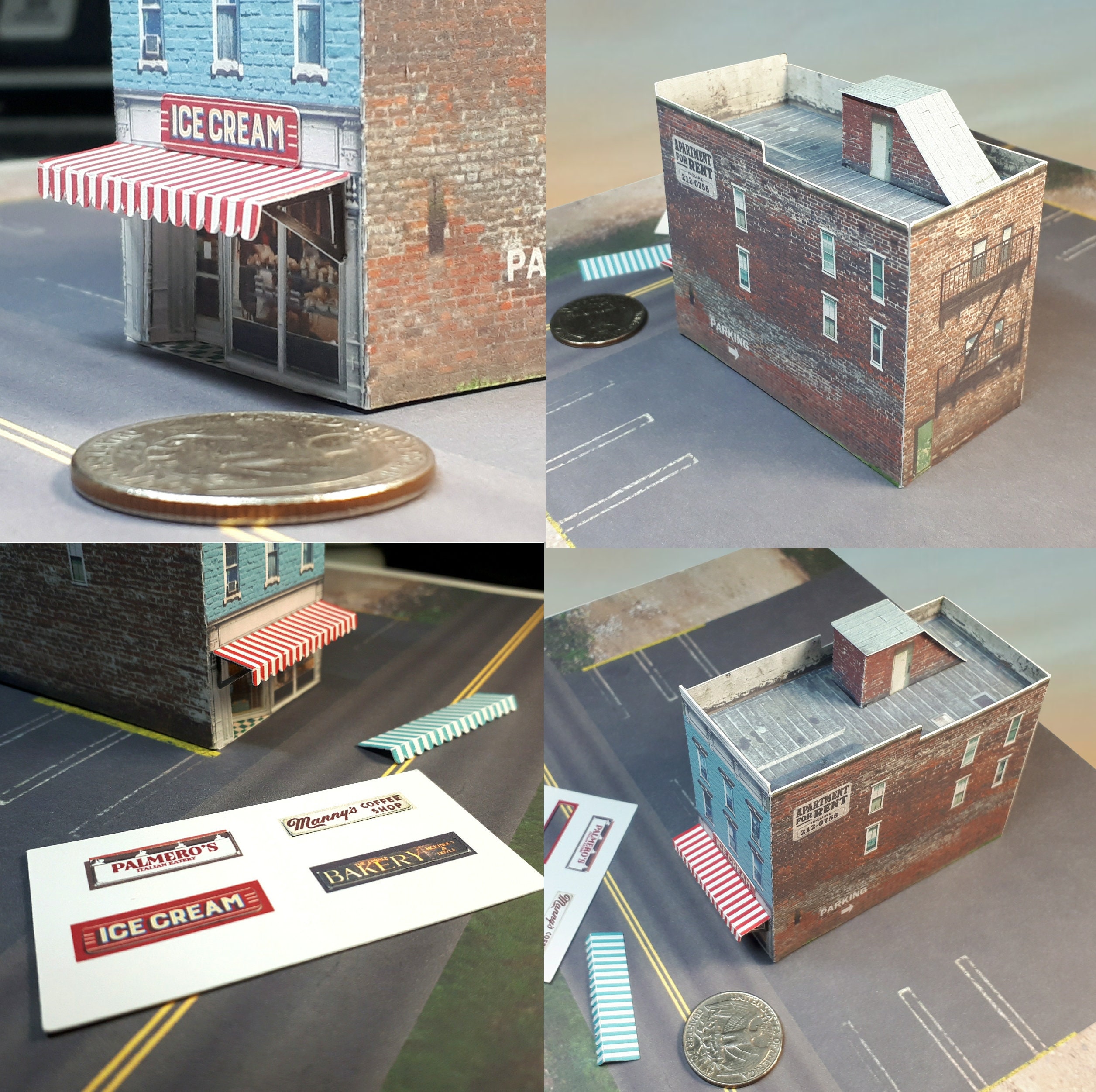 Paper Model Cardstock Model Downtown Shop & Apartments N Scale - Etsy ...