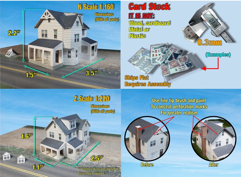 Paper House Pre-cut and Pre-scored Cardstock Model House N - Etsy Canada