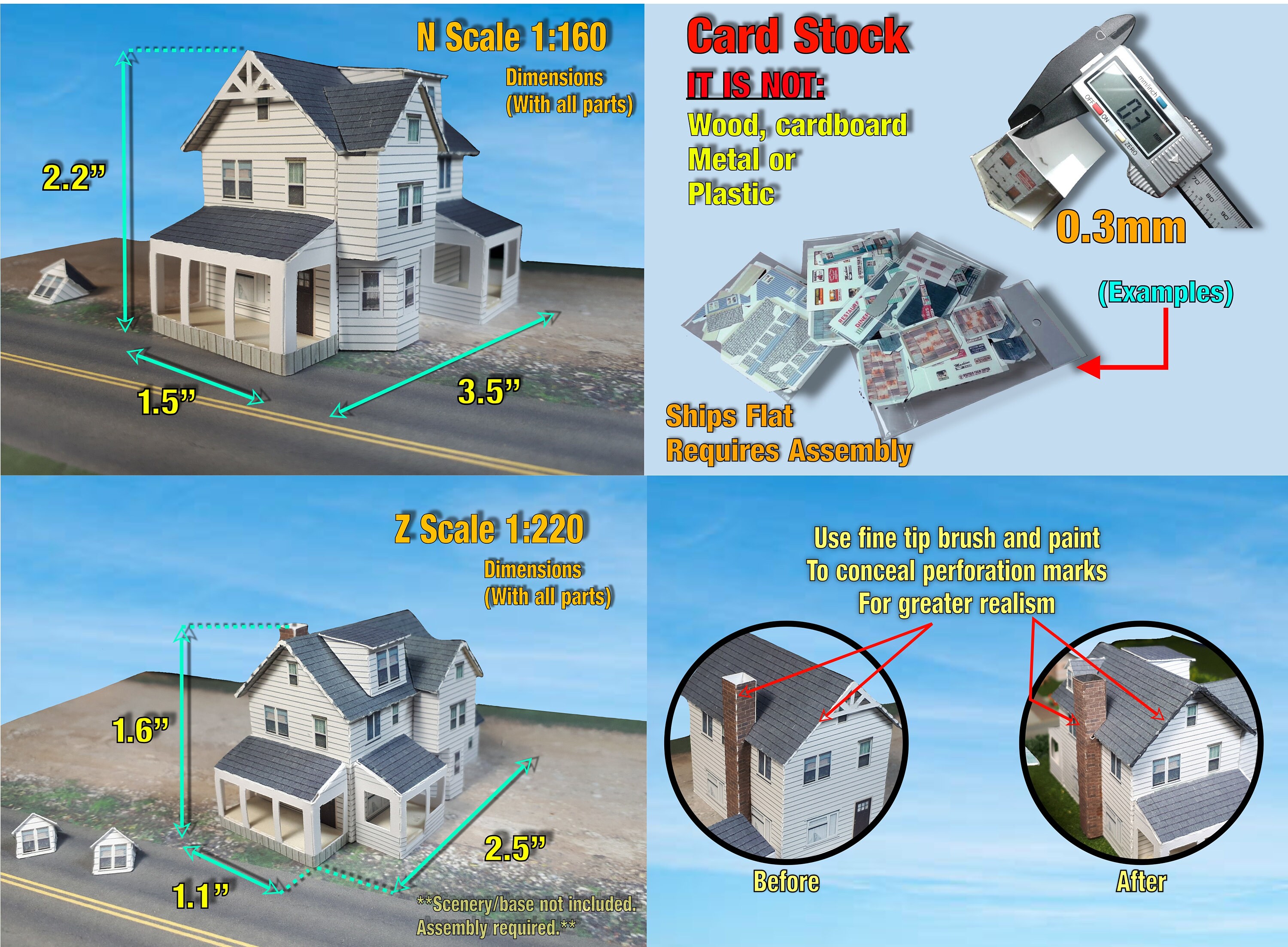 Paper House Pre-cut and Pre-scored Cardstock Model House N Scale, Z ...