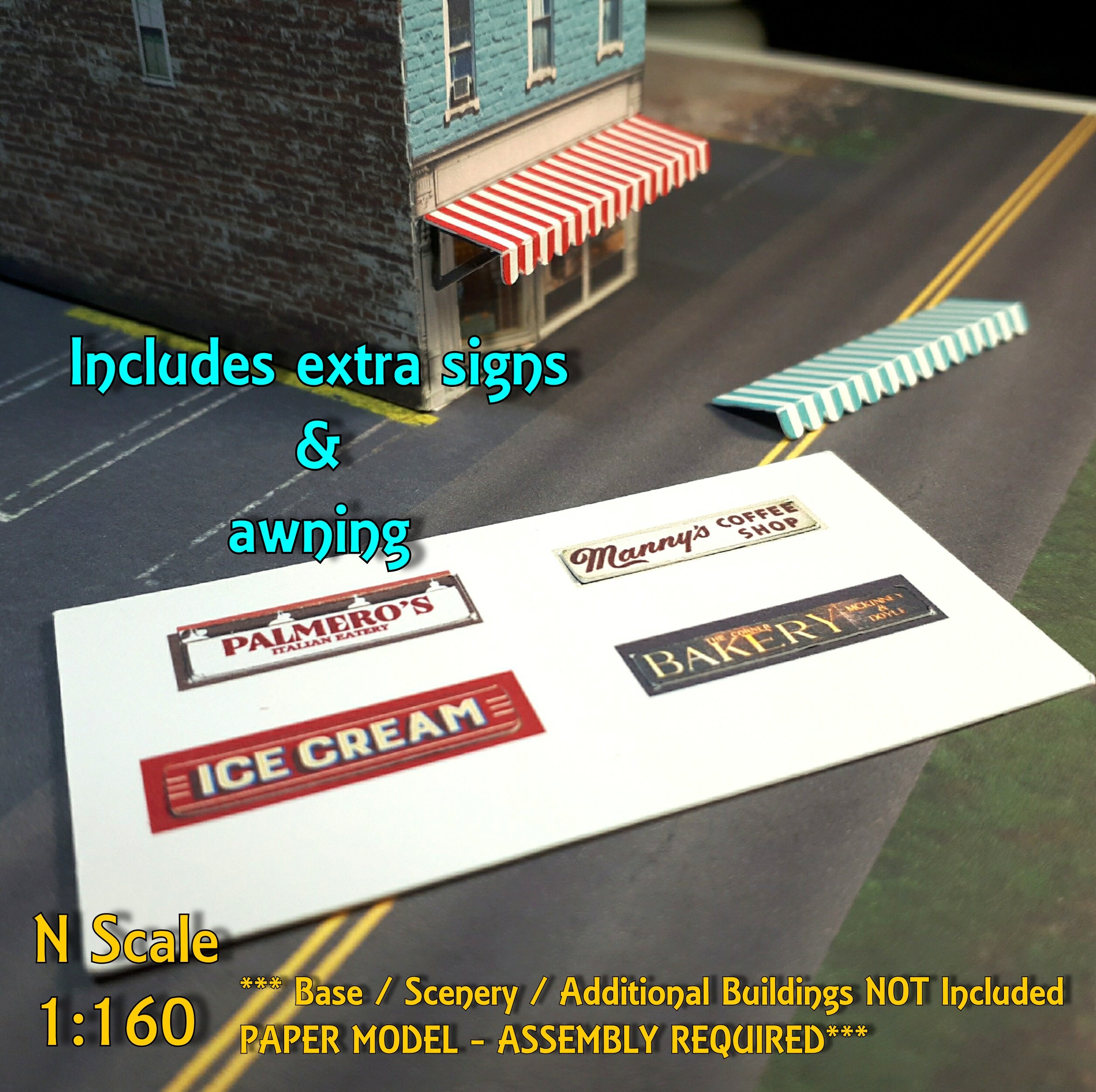 Paper Model Cardstock Model Downtown Shop & Apartments N Scale - Etsy ...