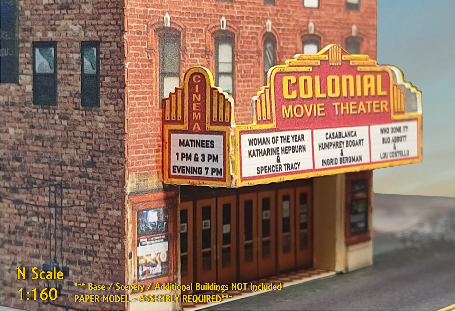 N Scale or Z Scale Model Train Building - Downtown Movie Theater - for ...