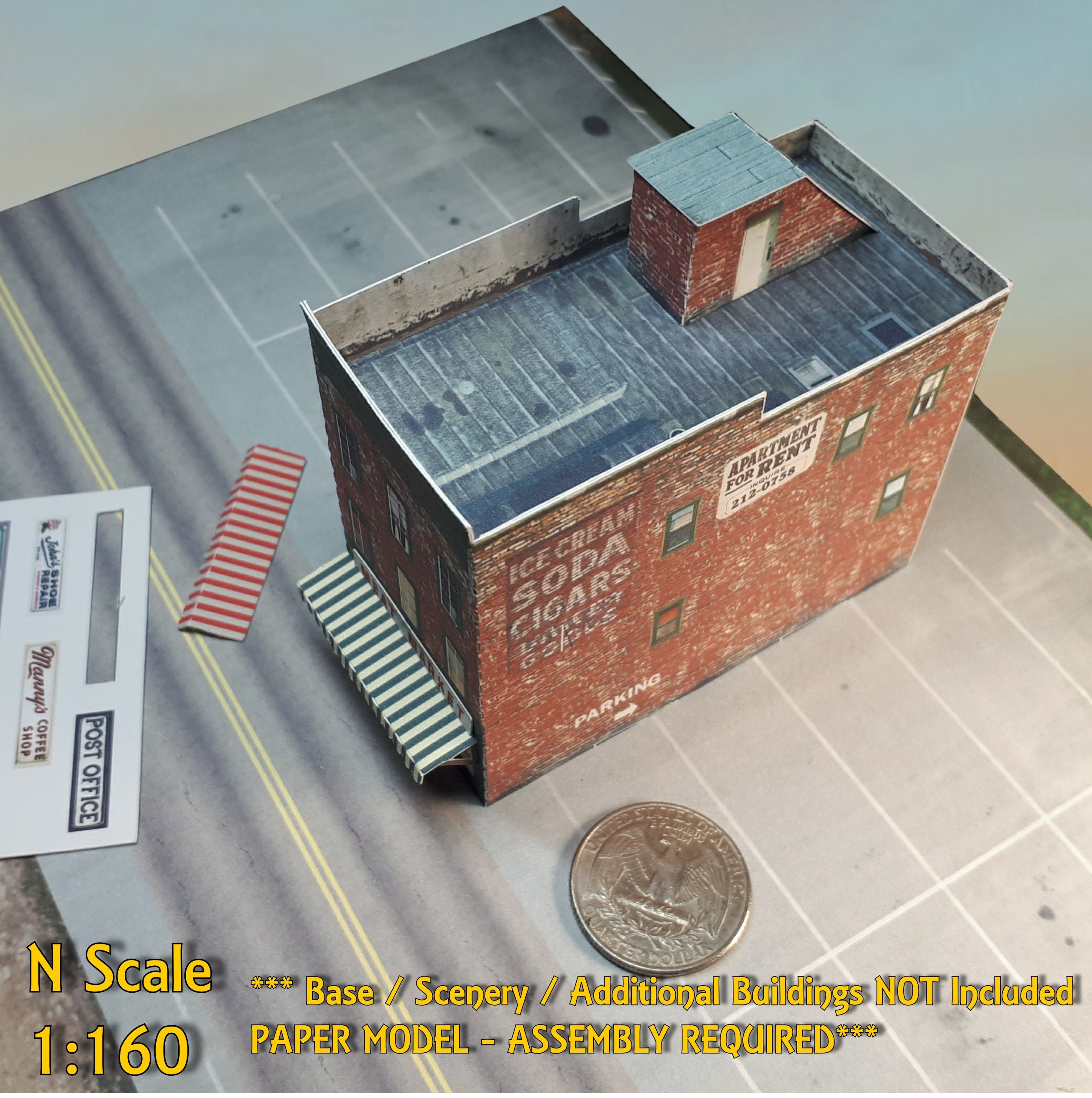 Paper Model Cardstock Model Downtown Shop & Apartments N Scale or Z ...