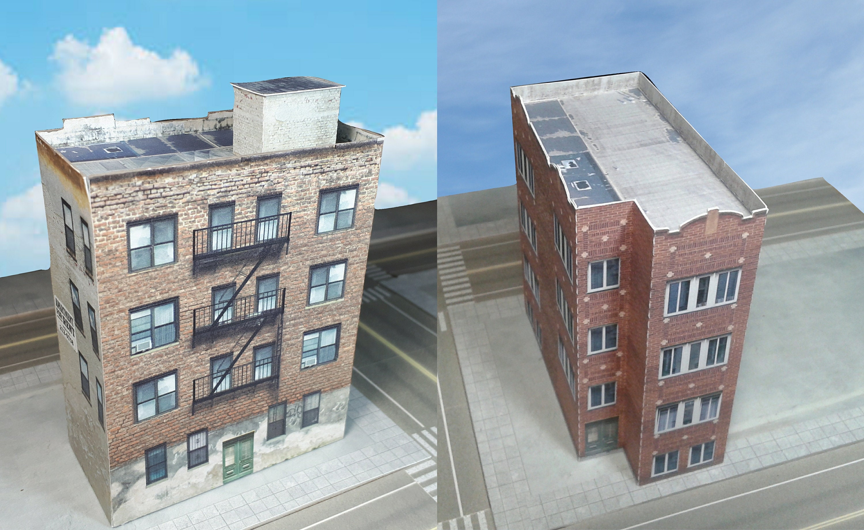 Paper Model Cardstock Building Chicago or Brooklyn Style Apartment Pre ...