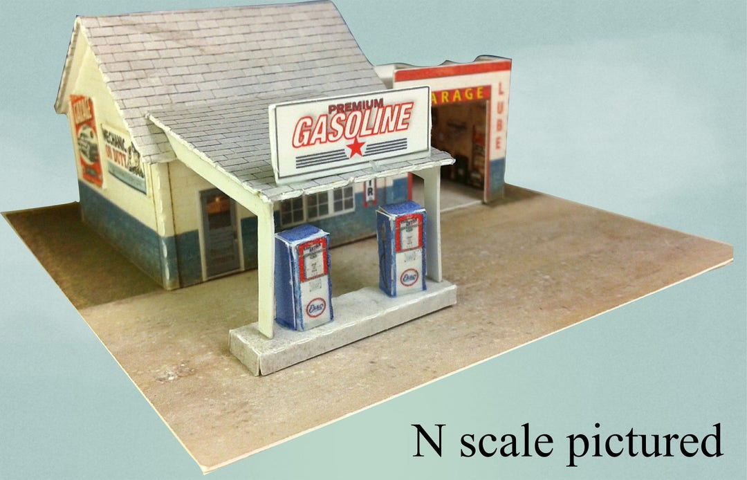 Pre Cut Paper Cardstock Kit Retro Gas Station Service Station ...