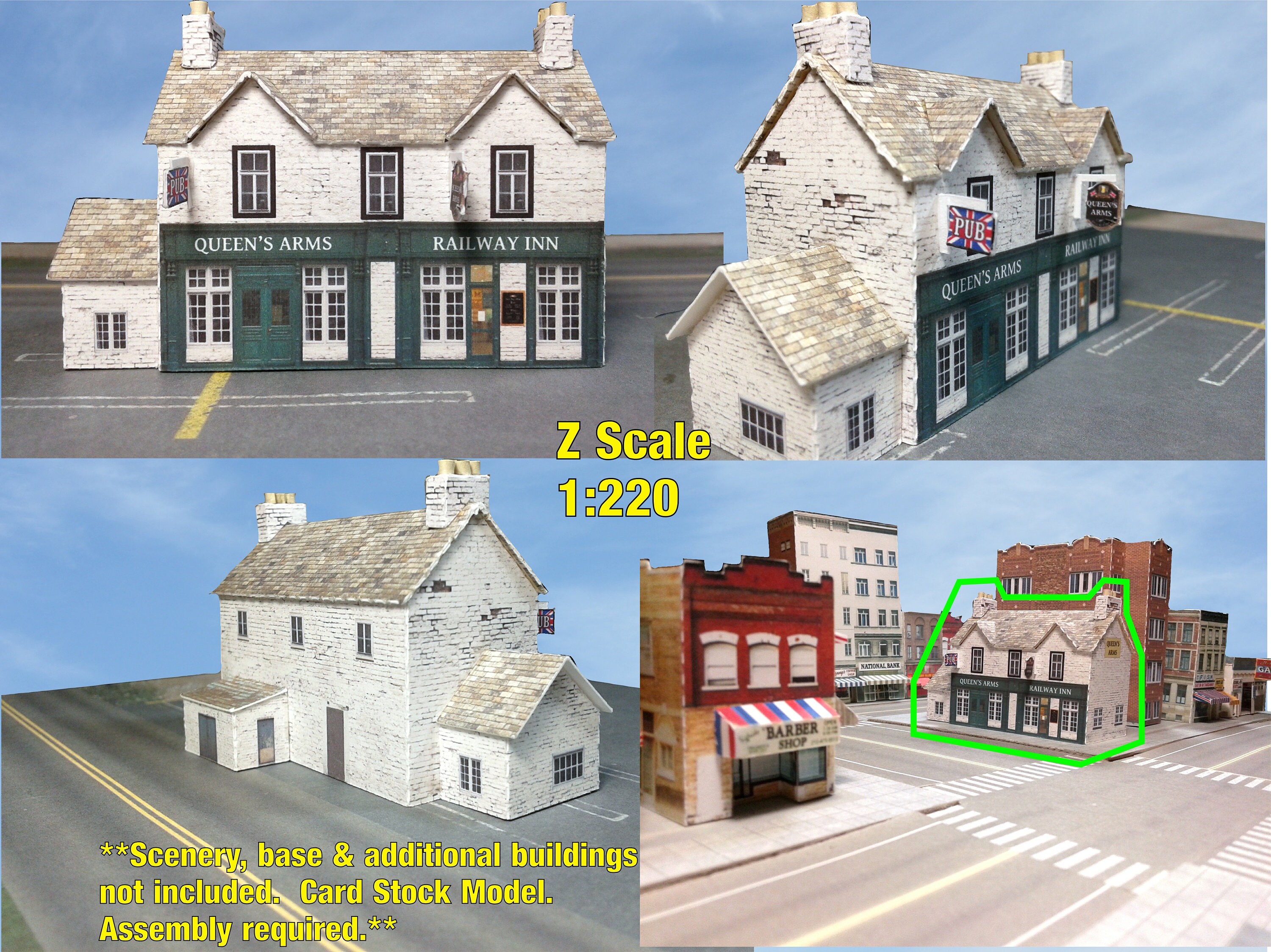 Paper Model British Pub Cardstock Kit - Paper Craft for Model Trains or ...