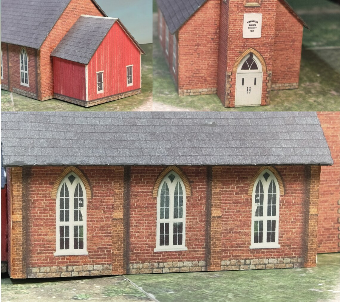 Small Country Church Paper Model Cardstock Model Building N - Etsy