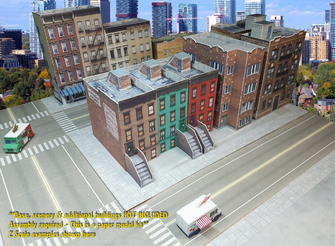 Paper Model Cardstock Row House Building Cardstock kits N or | Etsy