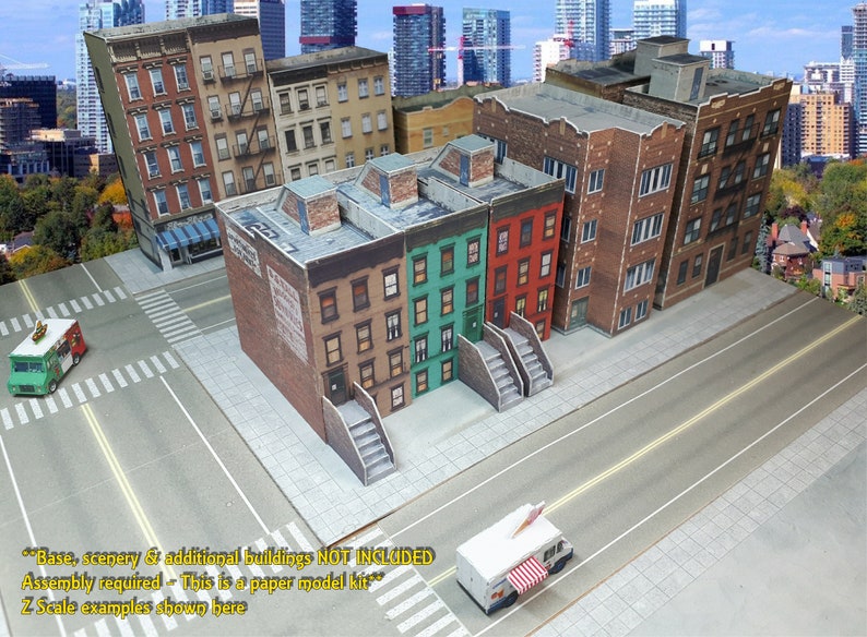 Paper Model Cardstock Row House Building Cardstock kits N or | Etsy