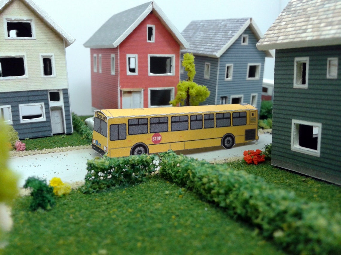 Miniature Paper Model Vehicle School Bus Cardstock Kit - Etsy Canada
