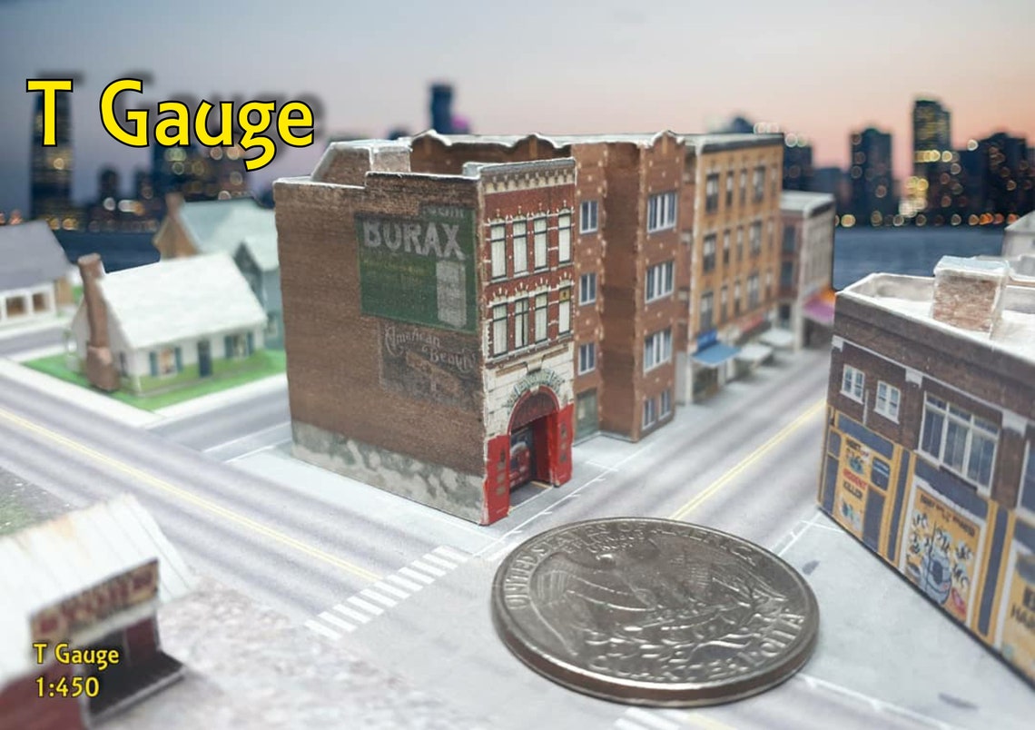 Paper Model Card Stock Building Fire Station "engine 55" Pre-cut Card ...