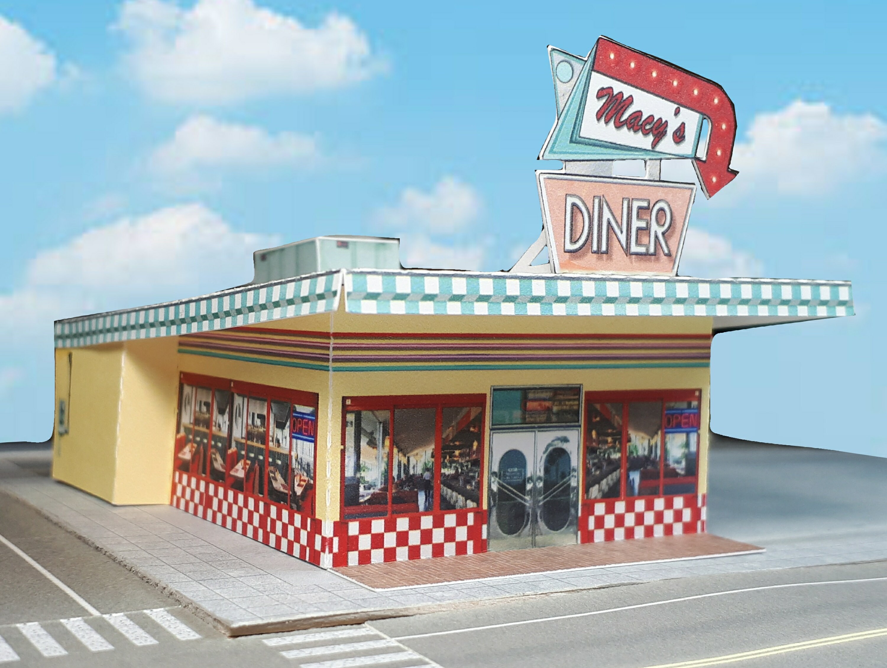 N Scale 1/160 and Z Scale 1/220 Restaurant / Diner - **pre-cut** CARDSTOCK (PAPER MODEL) Kit - Etsy