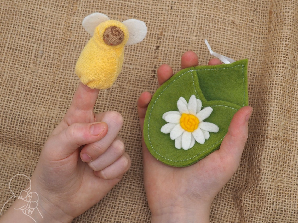 Waldorf Finger Puppet Daisy Flower Fairy Doll Wool Felt - Etsy