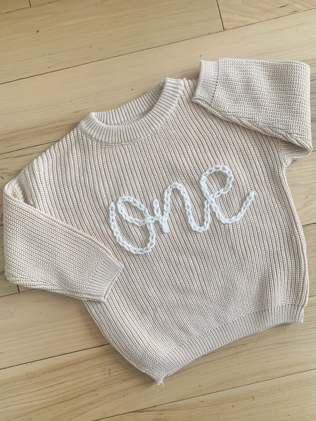 Hand Embroidered One Sweater First Birthday Sweater Hand Embroidered ...