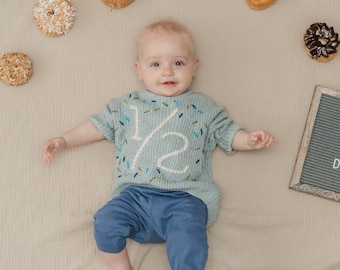 Hand Embroidered 1/2 Birthday Sweater Half Birthday Sweater Hand ...