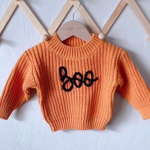 Hand Embroidered BOO Sweater Orange Boo Sweater Halloween Boo Sweater ...