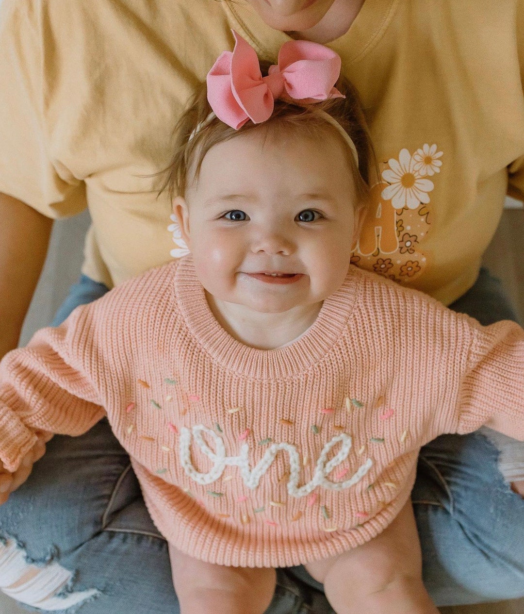 Hand Embroidered One Sweater First Birthday Sweater Hand Embroidered ...