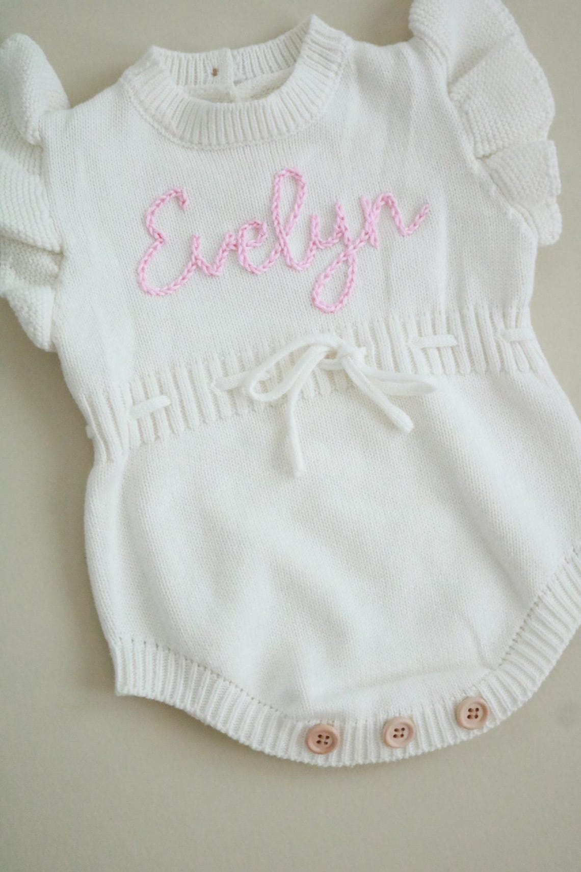 PERSONALIZED Hand Embroidered Romper Baby Announcement Romper Newborn ...