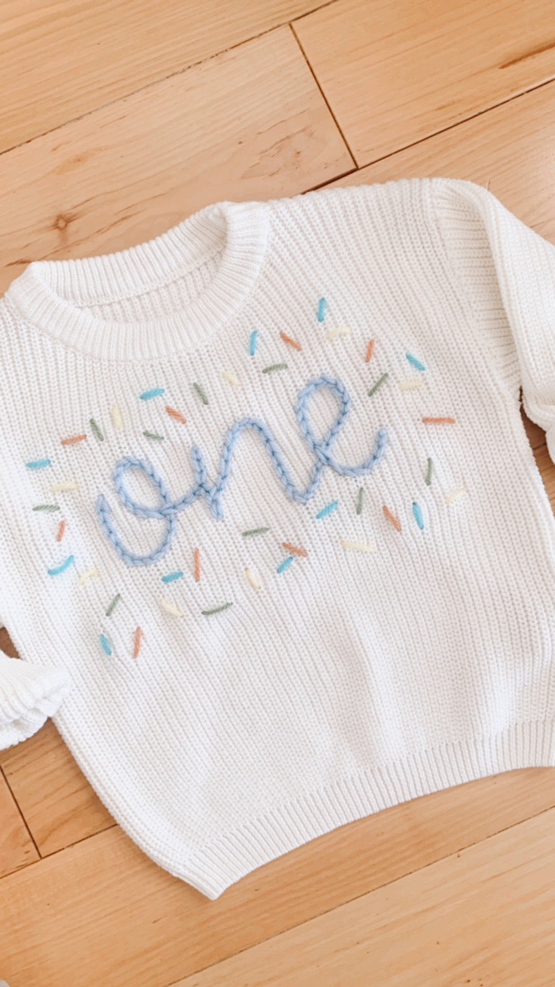 Hand Embroidered One Sweater First Birthday Sweater Hand Embroidered ...