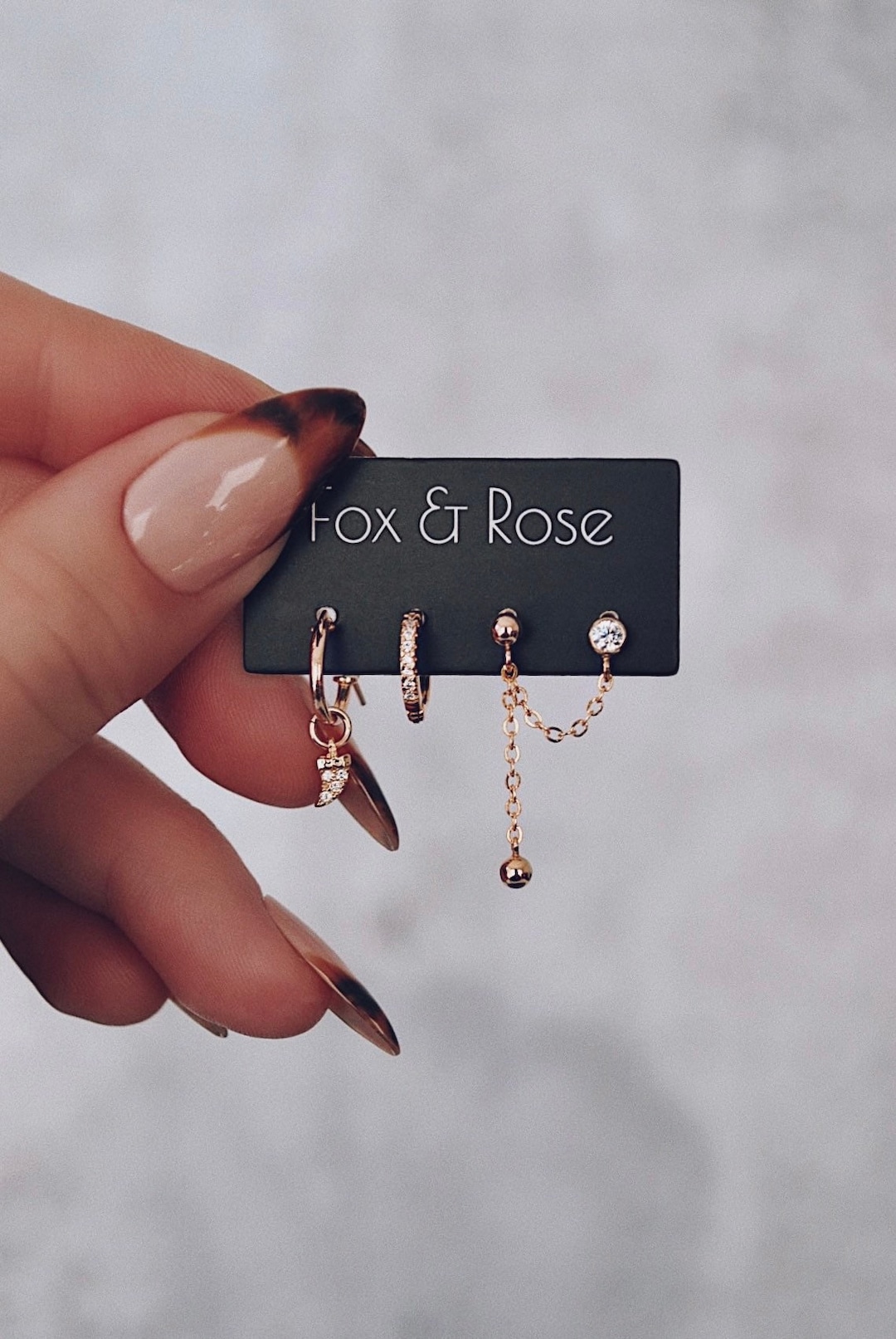 Dainty Gold Earring Set, Mix Match Gold Earring Set, Chain Earrings ...